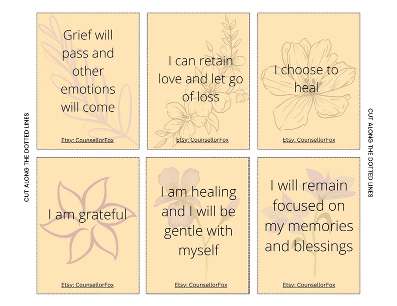 Affirmation Cards for Grief and Loss, Printable, 18 Cards, Cards for ...