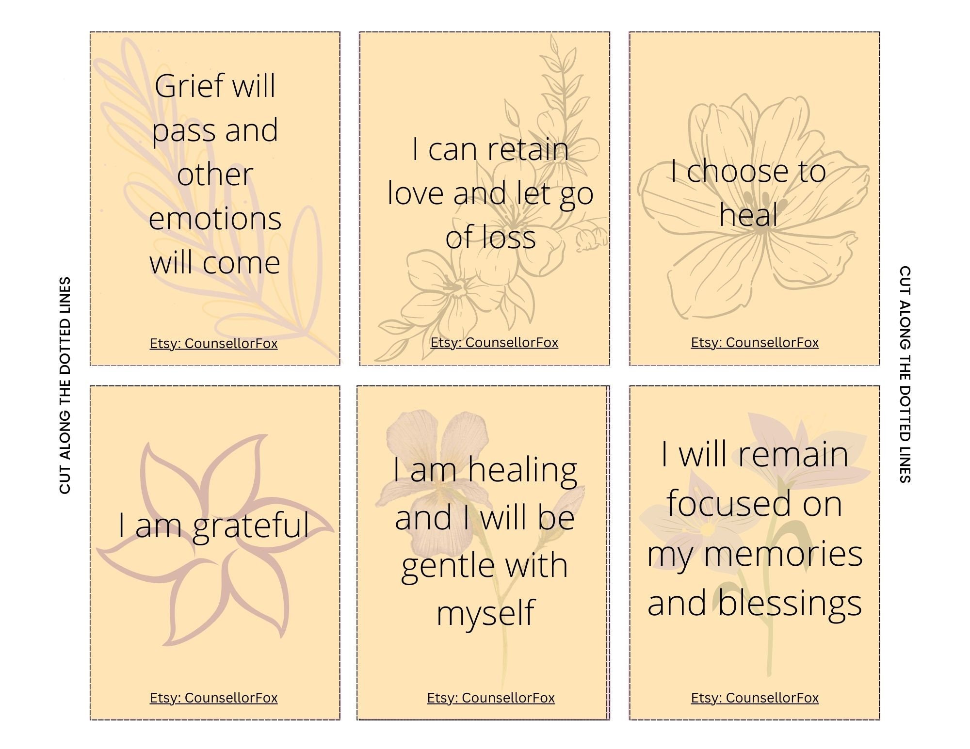 Affirmation Cards for Grief and Loss, Printable, 18 Cards, Cards for ...