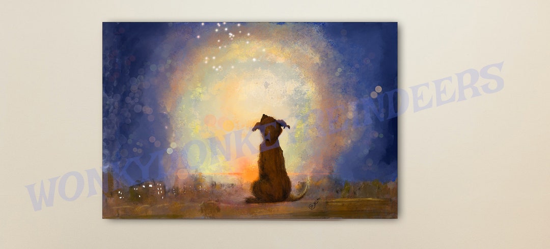 Missing You, Sad Dog Picture, Hand Painted, Dog Painting, Wall Art, Pet ...