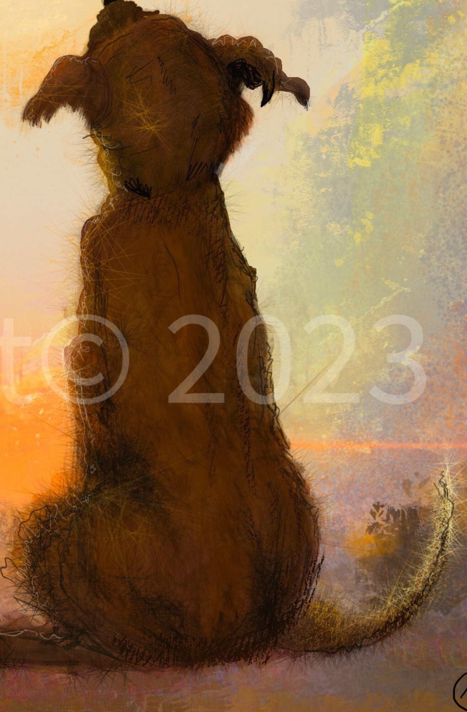 Missing You, Sad Dog Picture, Hand Painted, Dog Painting, Wall Art, Pet ...