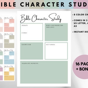 Bible Character Study Printable Bible Study Guide Bible Reading ...