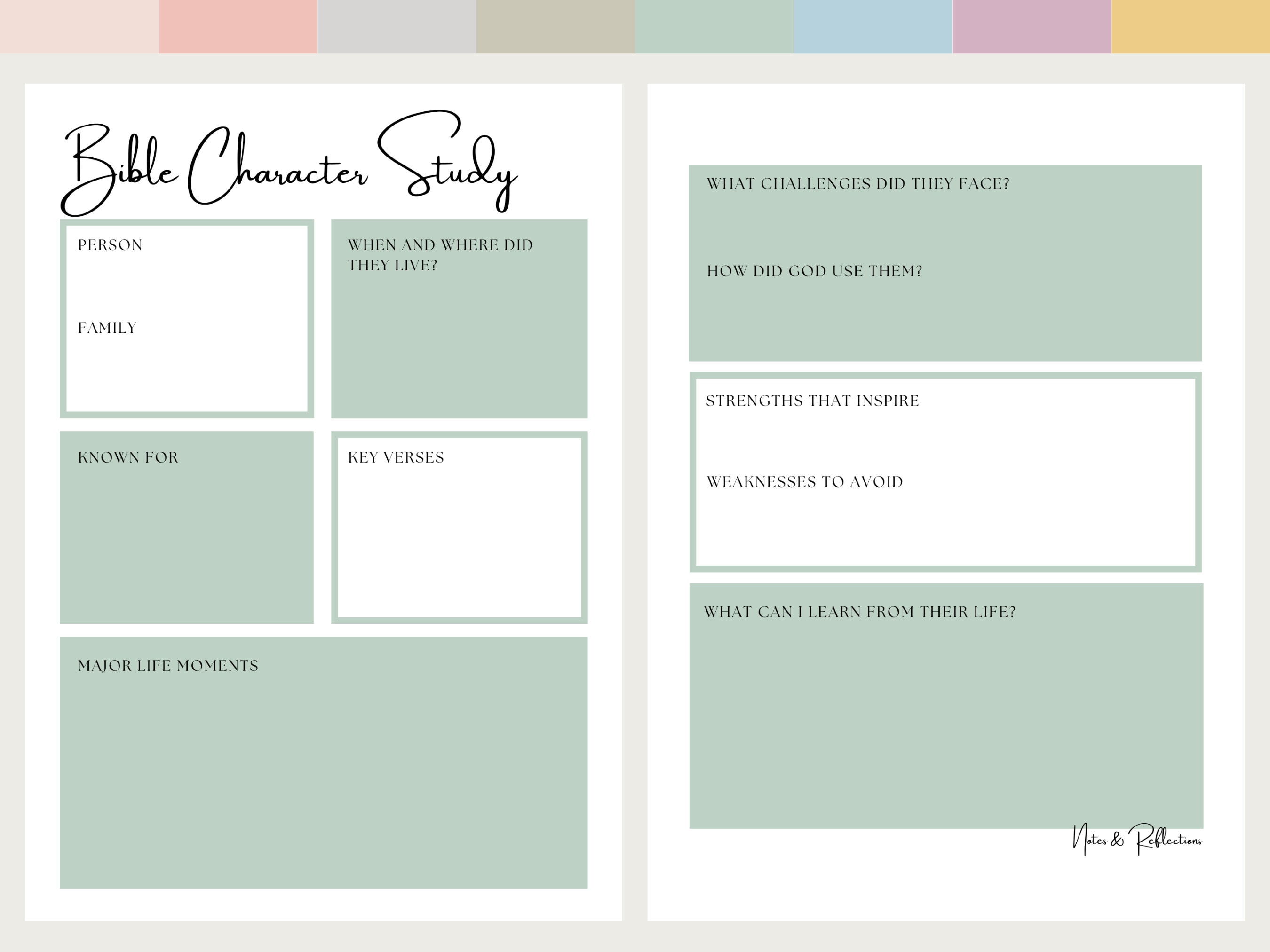 Bible Character Study Printable Bible Study Guide Bible Reading ...