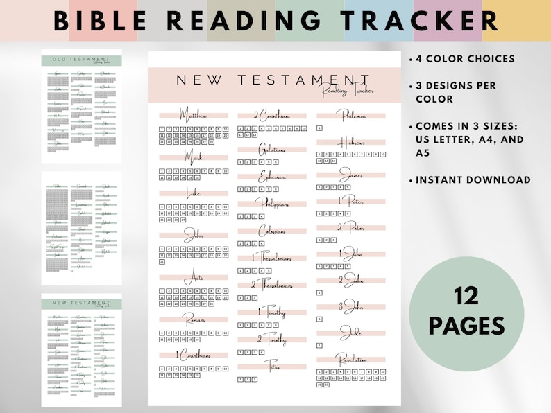 Bible Reading Tracker Printable Bible Study Guide Bible Reading ...