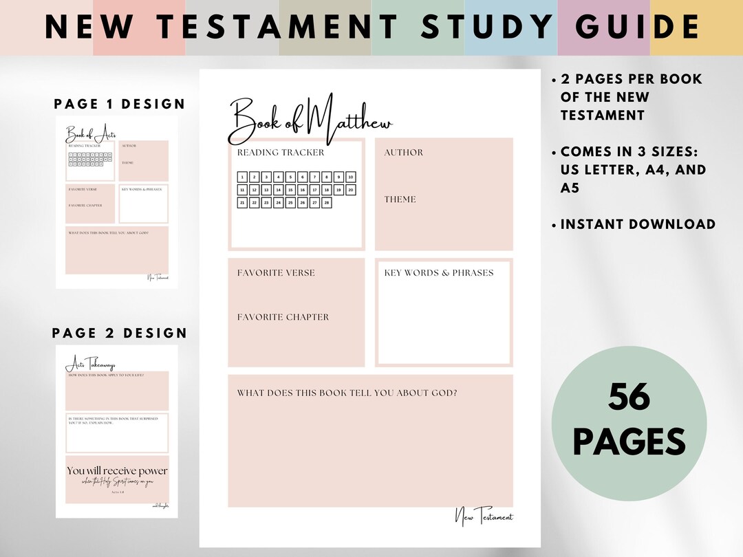 New Testament Printable Bible Study Guide Bible Reading Tracker ...