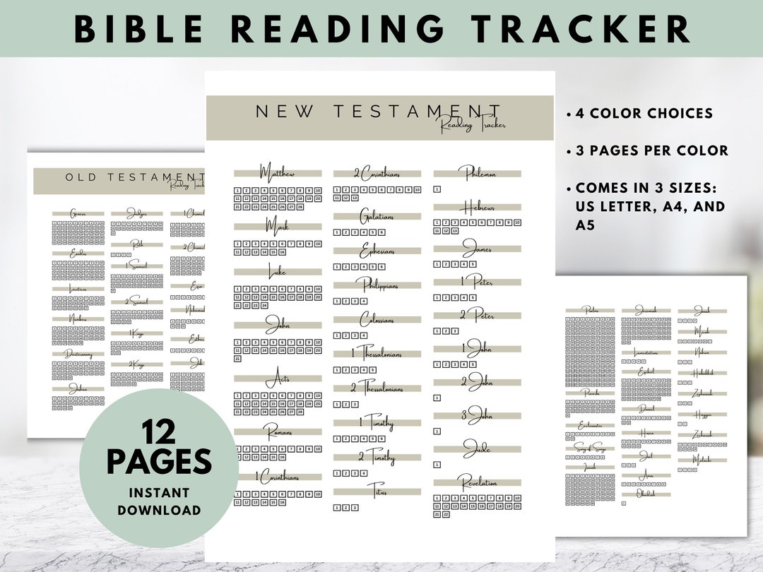 Printable Bible Reading Tracker Bible Reading Log Daily Bible Study ...