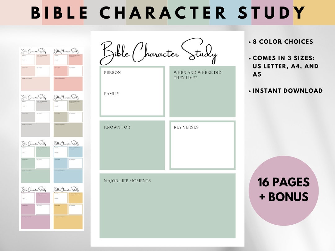 Bible Character Study Printable Bible Study Guide Bible Reading ...