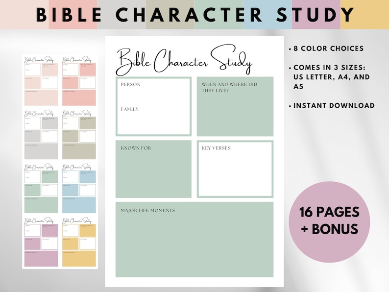 Bible Character Study Printable Bible Study Guide Bible Reading ...