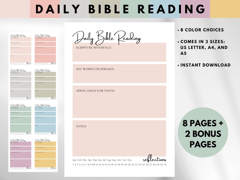 Daily Bible Reading Printable Bible Study Digital Download Daily Bible ...