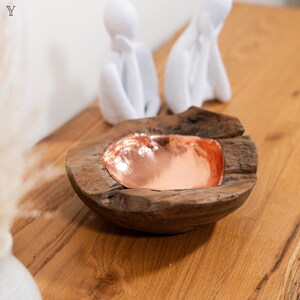 Root Wood Bowl Copper Inlay Wooden Bowl Rustic Bowl Decorative Bowl ...