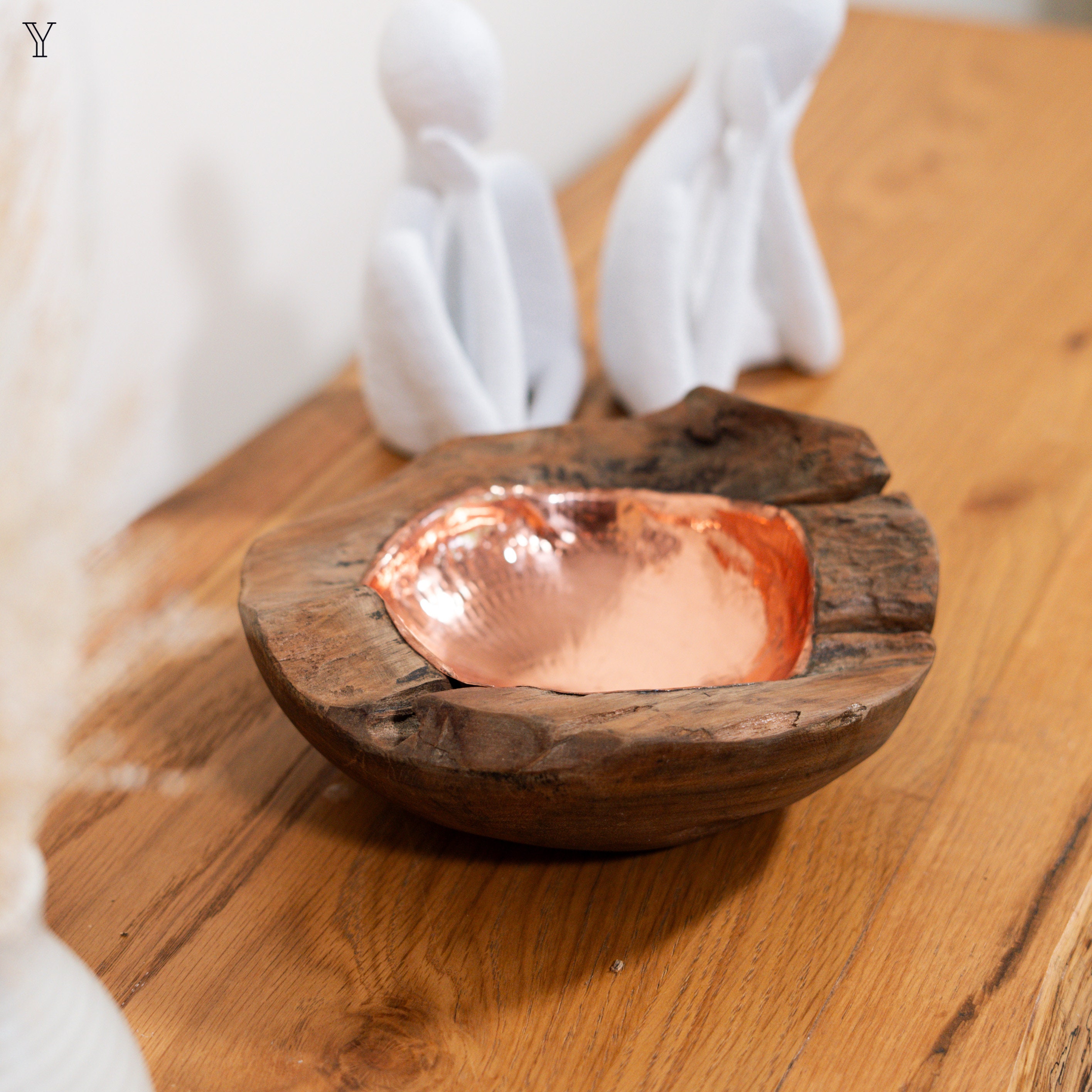 Root Wood Bowl Copper Inlay Wooden Bowl Rustic Bowl Decorative Bowl ...