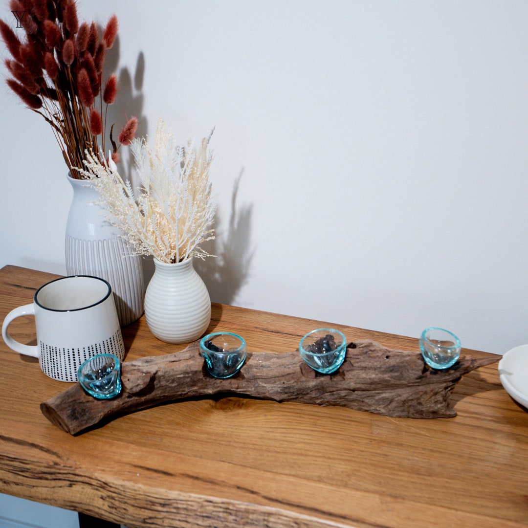 Driftwood Melted Glass Melted Glass on Wood Decor Rustic Decor Recycled ...