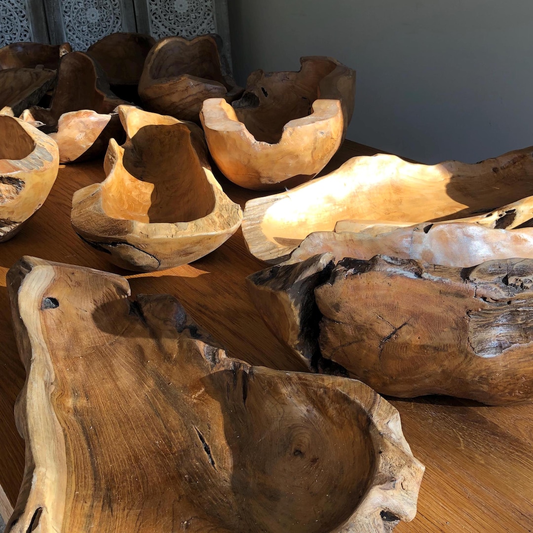 Teak Root Wood Bowl: Large Rustic Centerpiece - Etsy