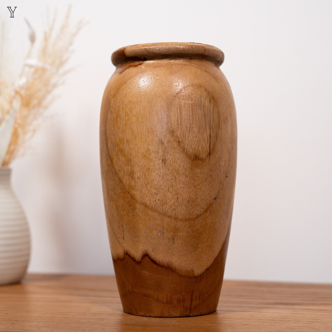 Teak Wooden Vase Rustic Vase Decorative Vase Wood Vase Solid Wood Vase ...