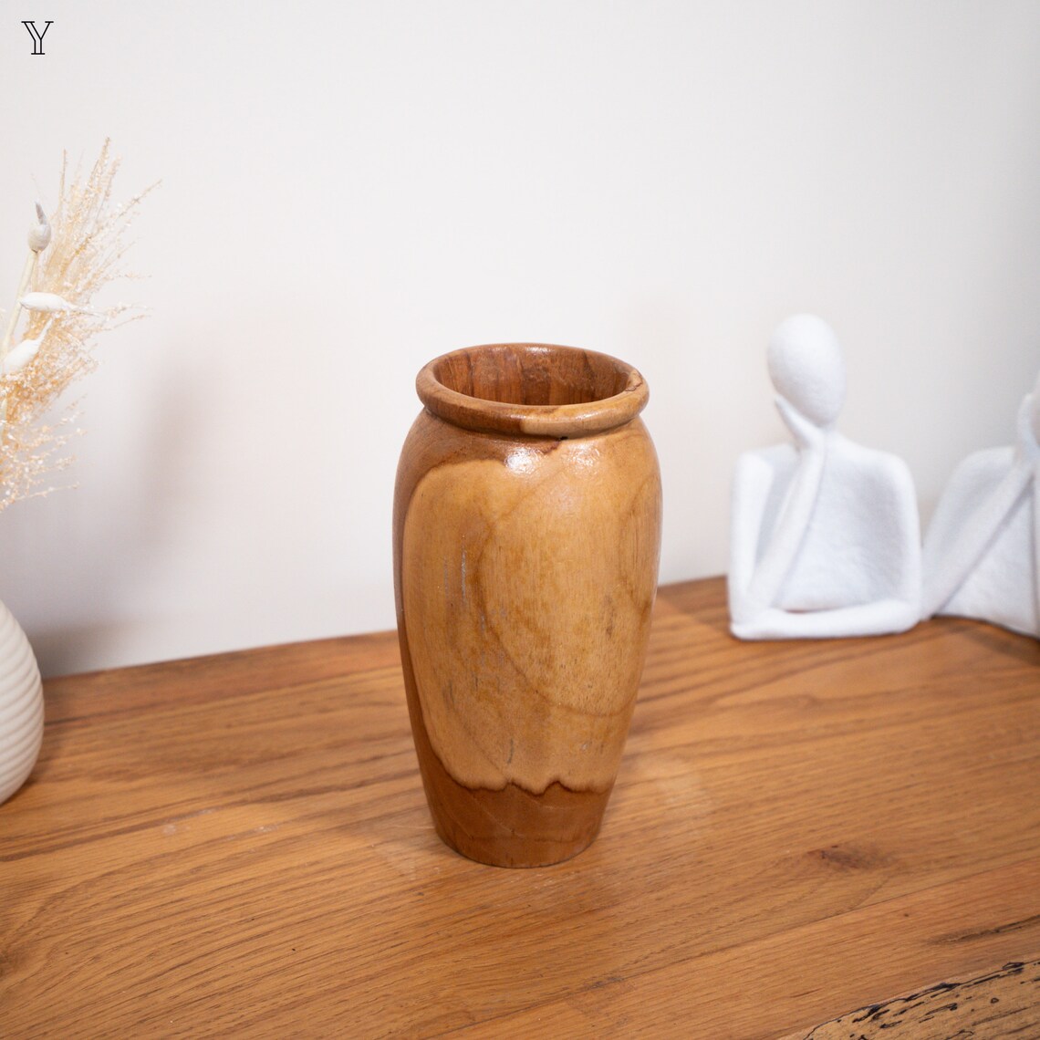 Teak Wooden Vase Rustic Vase Decorative Vase Wood Vase Solid Wood Vase ...