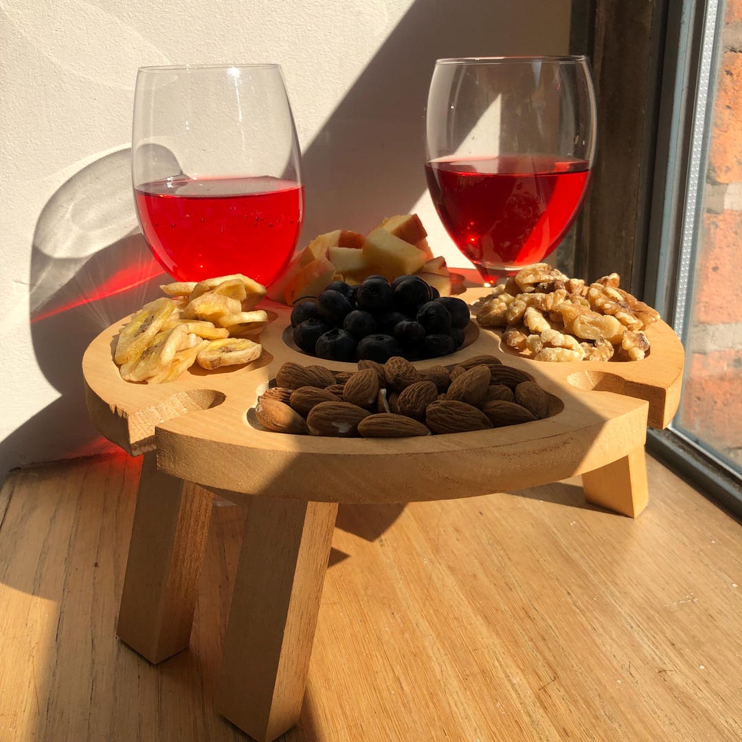 Portable Wooden Wine Table Wood Picnic Table Foldable Wooden Table Wine ...