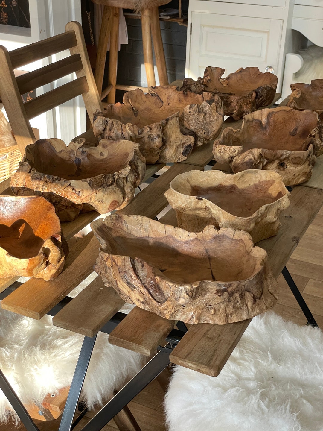 Handcrafted Teak Root Wooden Bowl | Rustic Bowl | Sustainable Recycled ...