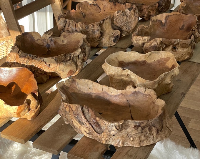 Handcrafted Teak Root Wooden Bowl | Rustic Bowl | Sustainable Recycled ...