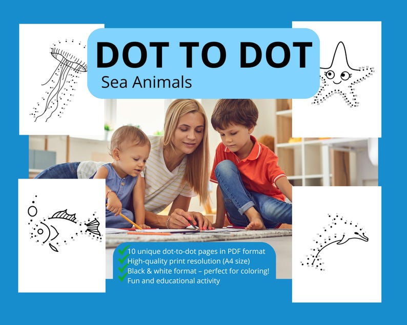 Ocean Dot to Dot Printable | Connect the Dots Sea Animals | Fun ...