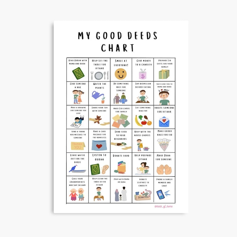 30 Day Ramadan Good Deed Calendar | Ramadan Kids | Ramadan Activities ...