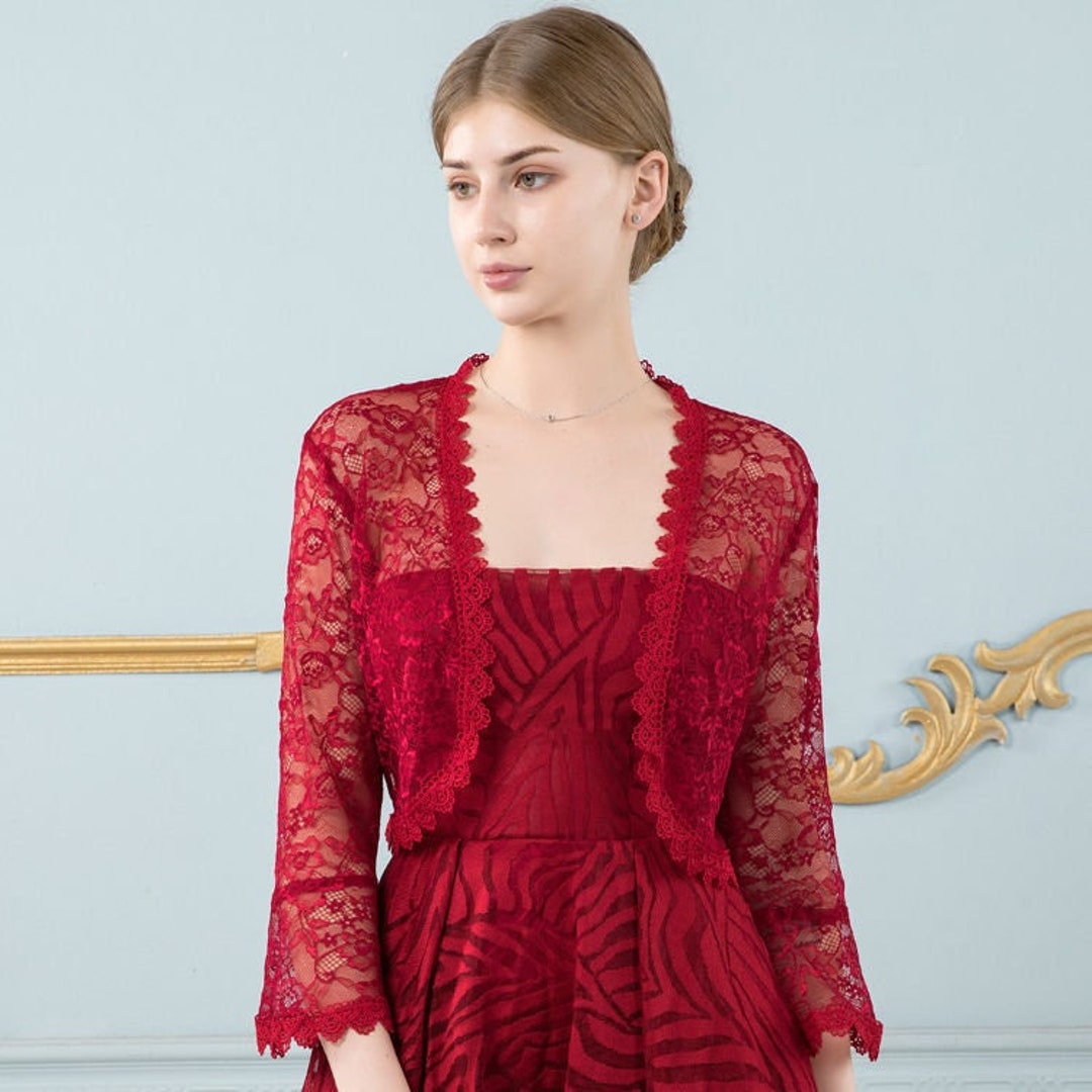 Dark Red Dress Shrug Bolero Ruby Red Wedding Party Dress - Etsy