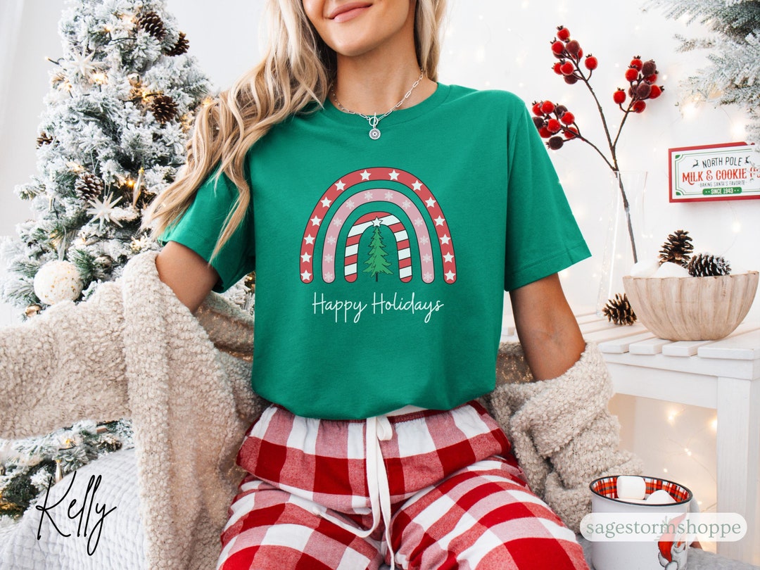 Happy Holidays Shirt for Teacher Her Friend Winter Holiday Shirt ...