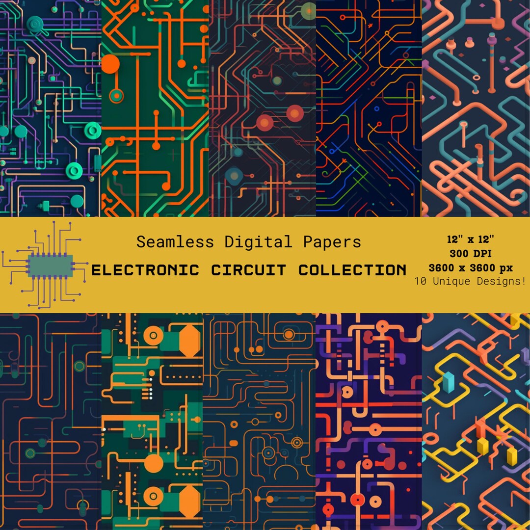 Electronic Circuit Digital Paper Patterns - Seamless Digital Paper Pack ...