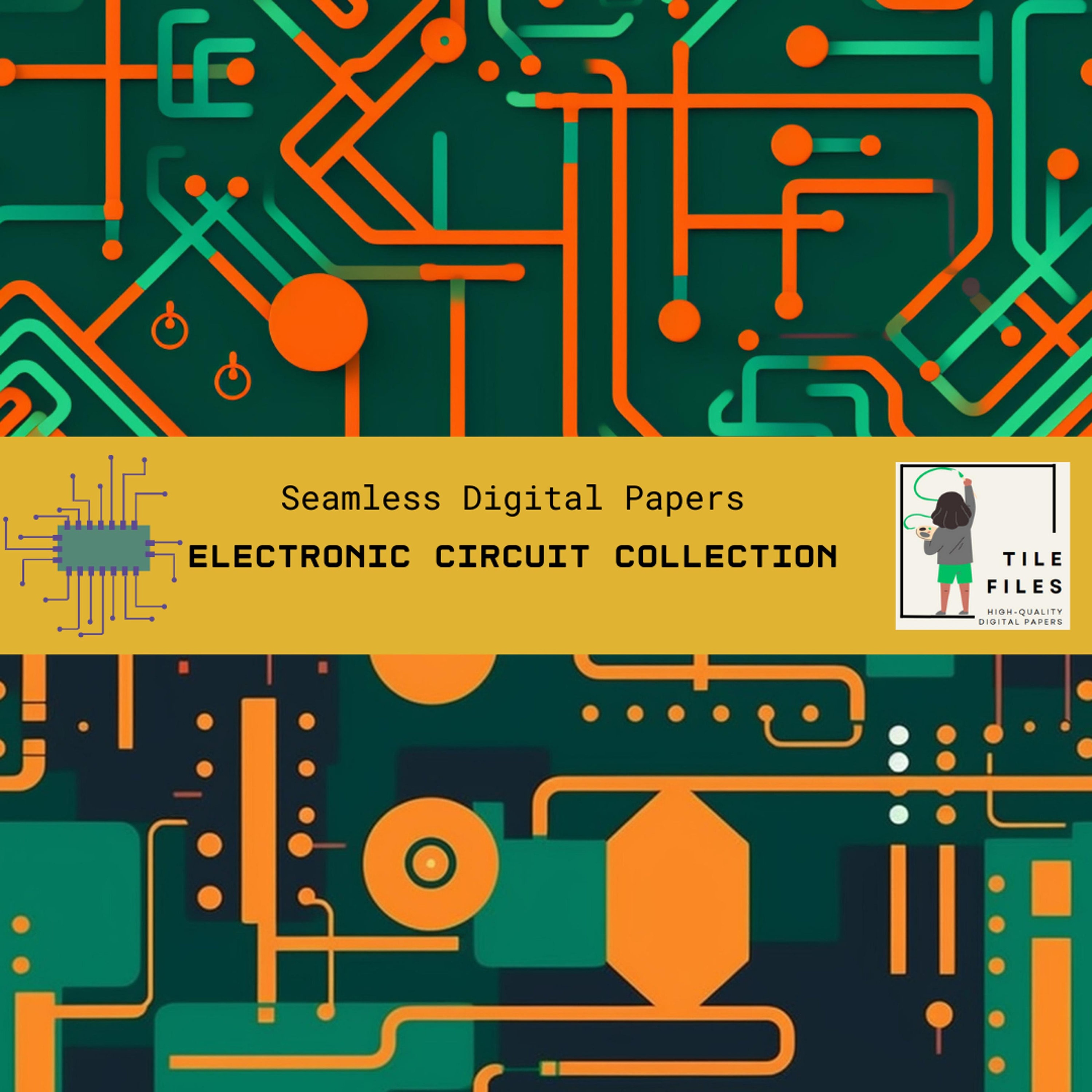 Electronic Circuit Digital Paper Patterns - Seamless Digital Paper Pack ...