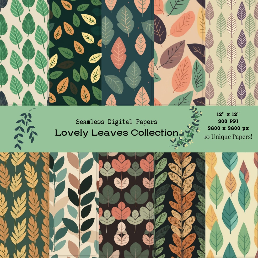 Lovely Leaves Digital Paper Patterns Seamless Digital Paper Pack ...