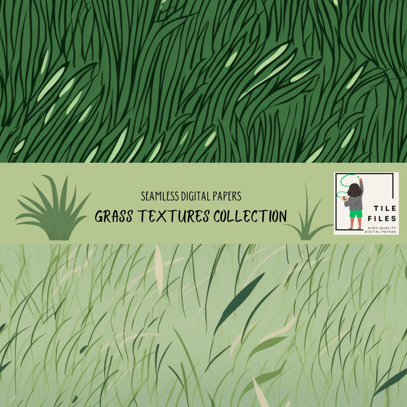 Grass Textures Digital Paper Patterns - Seamless Digital Paper Pack ...