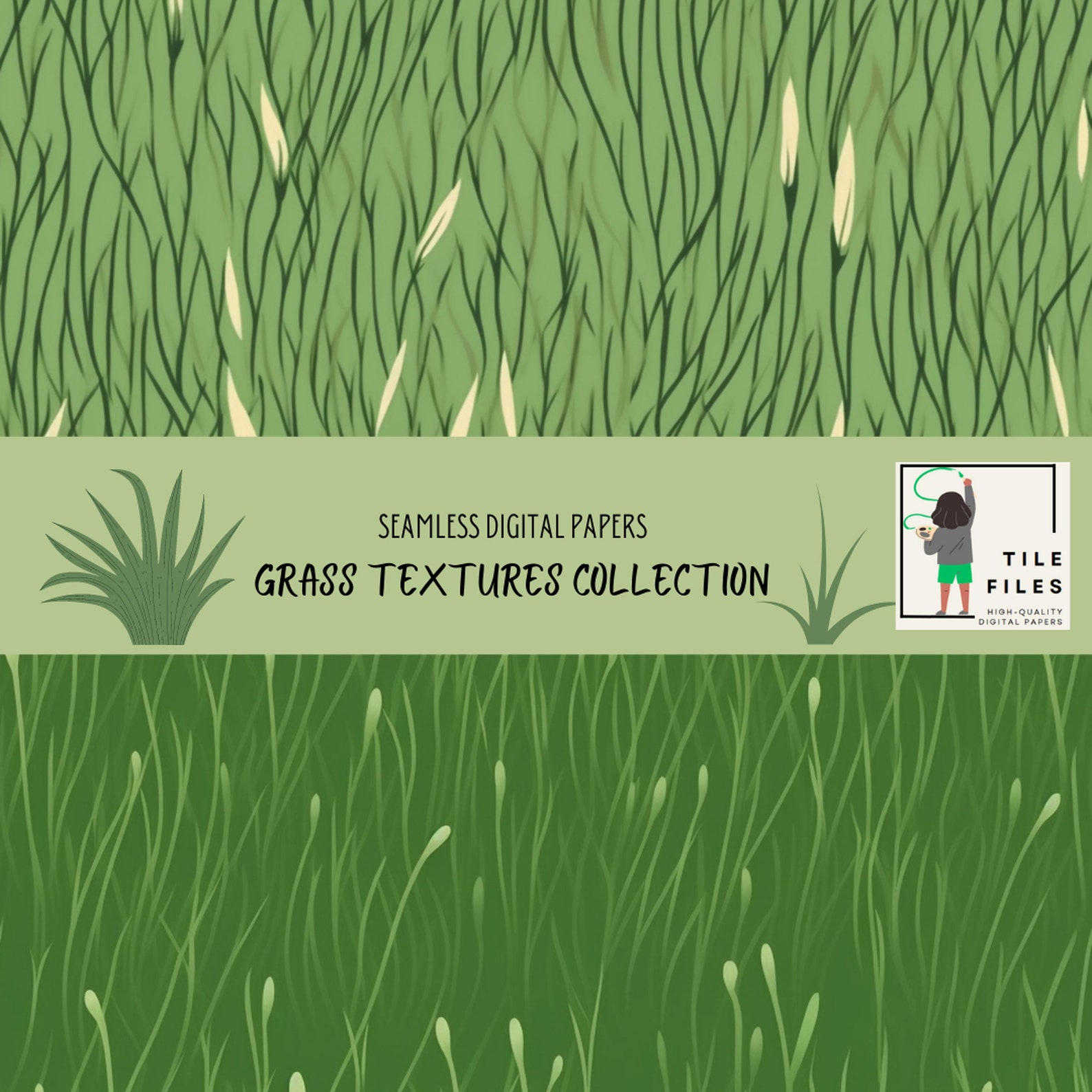 Grass Textures Digital Paper Patterns - Seamless Digital Paper Pack ...
