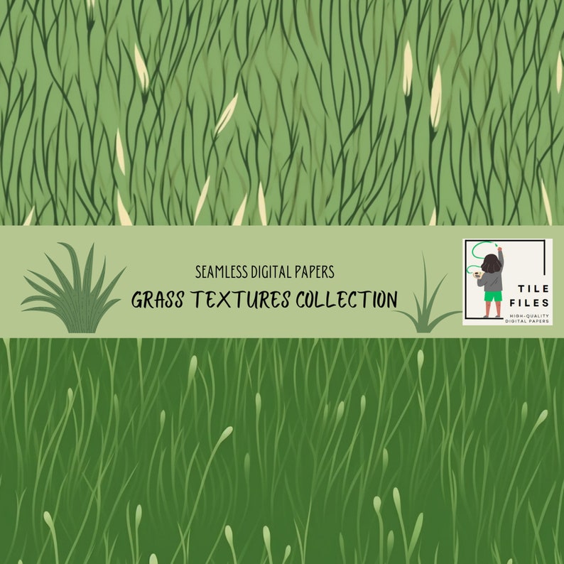 Grass Textures Digital Paper Patterns - Seamless Digital Paper Pack ...
