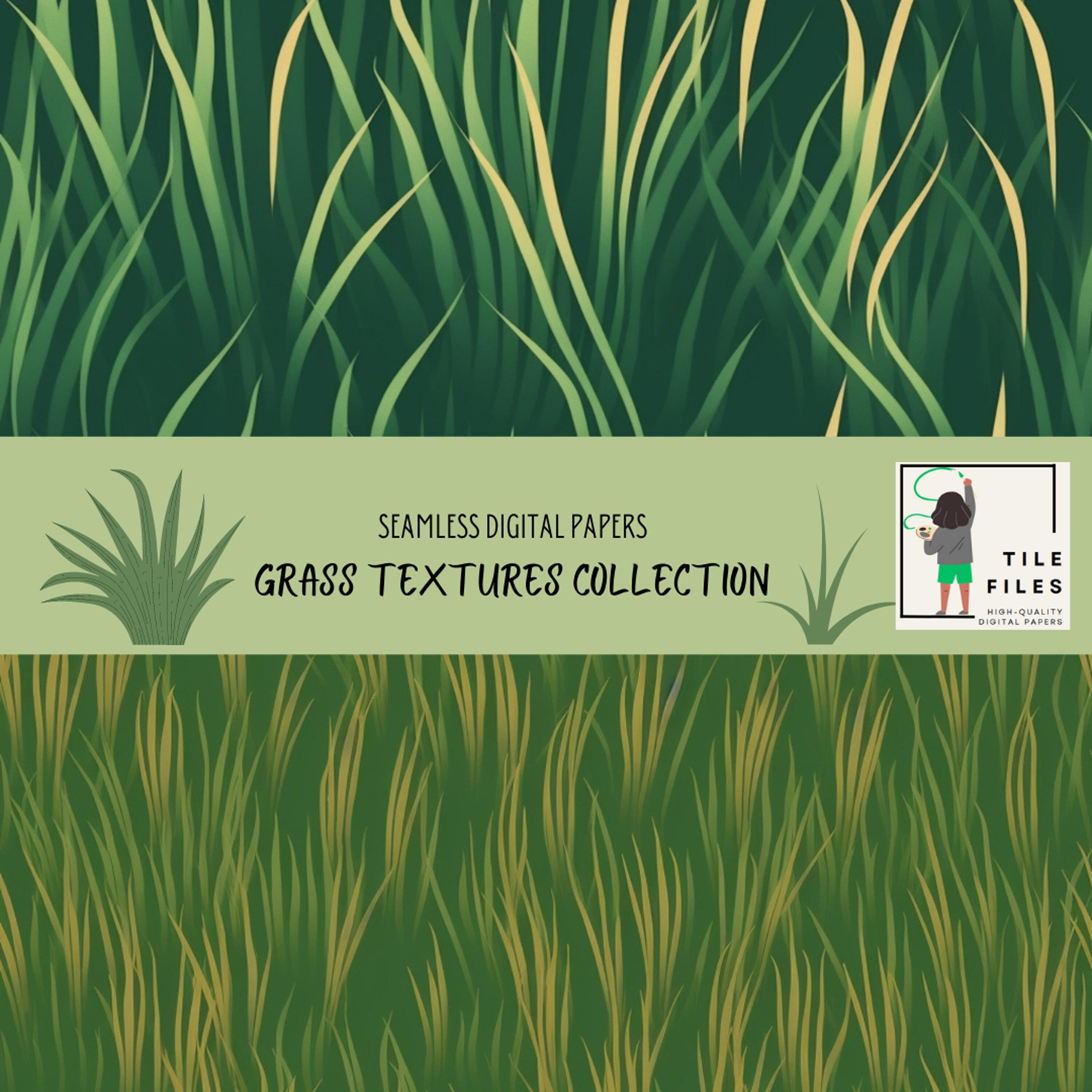 Grass Textures Digital Paper Patterns - Seamless Digital Paper Pack ...