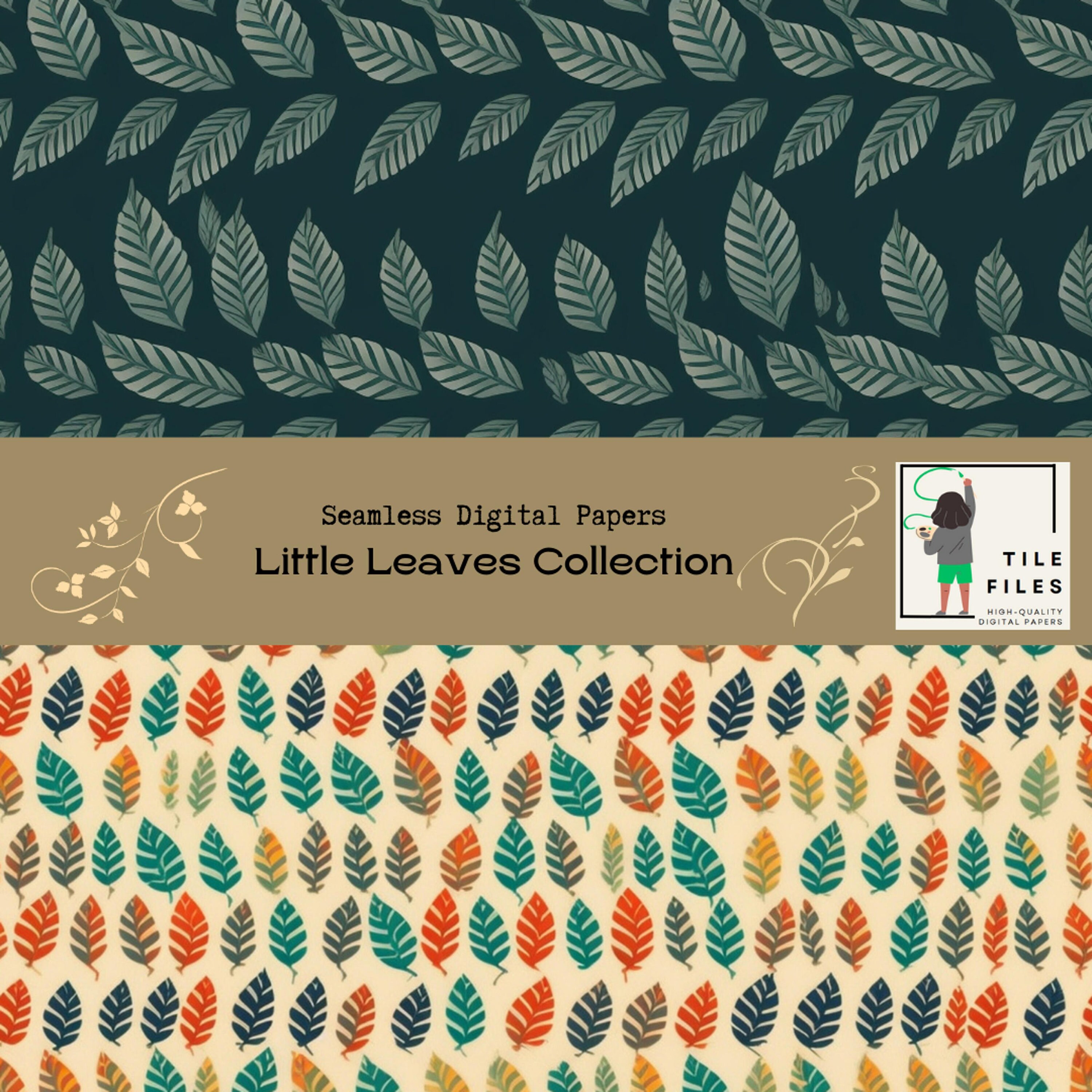 Little Leaves Digital Paper Patterns Seamless Digital Paper Pack ...