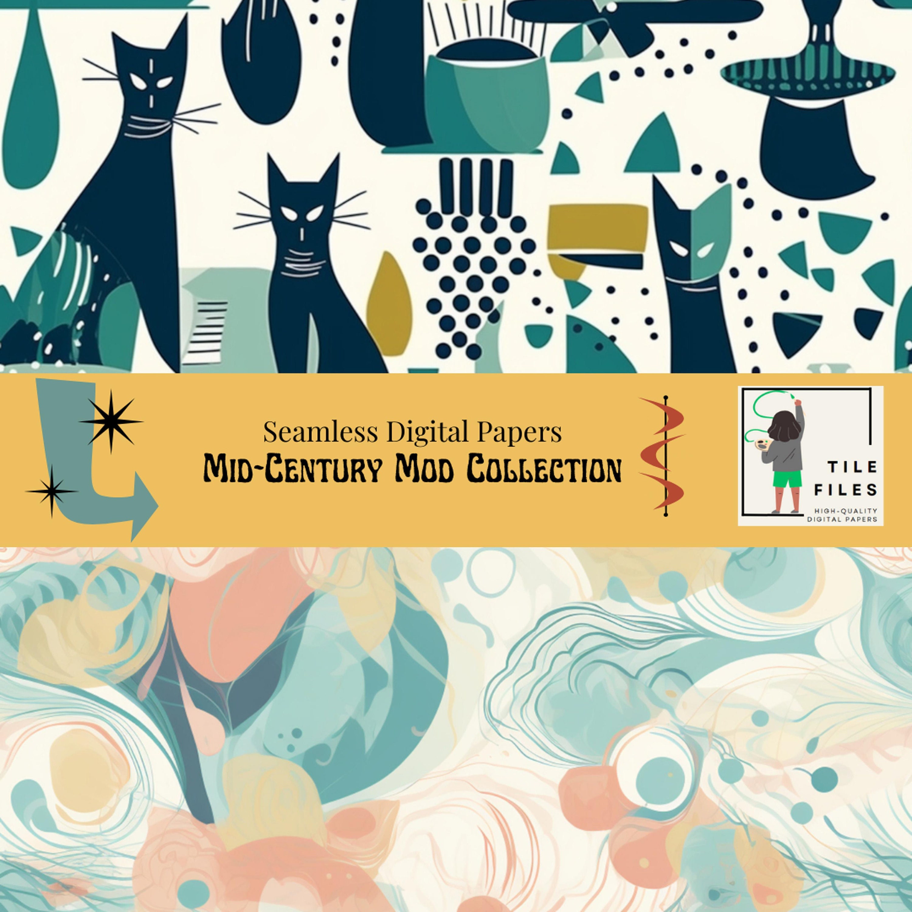 Mid Century Mod Digital Paper Patterns Seamless Digital Paper Pack ...