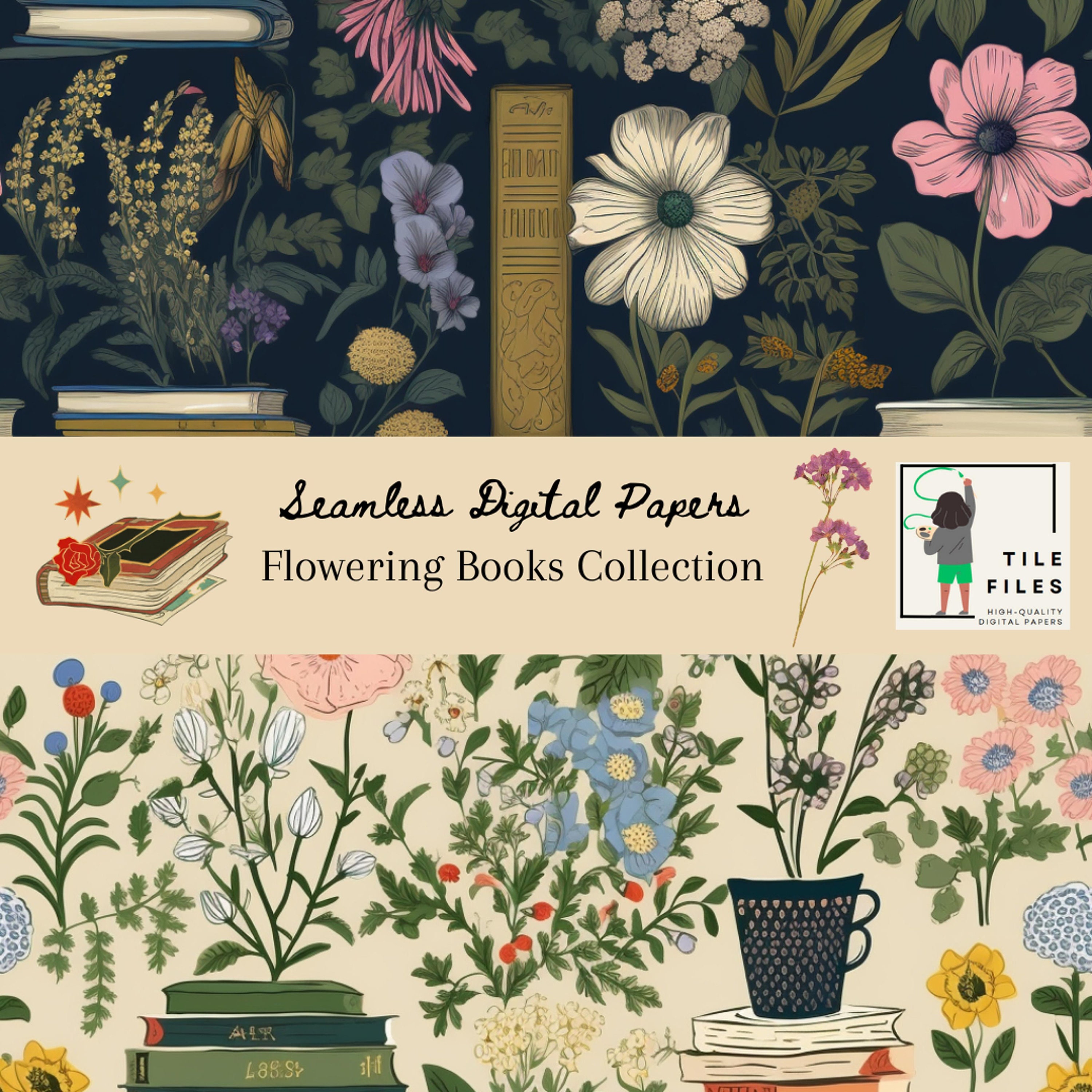 Flowering Books Digital Paper Patterns Seamless Digital Paper Pack ...