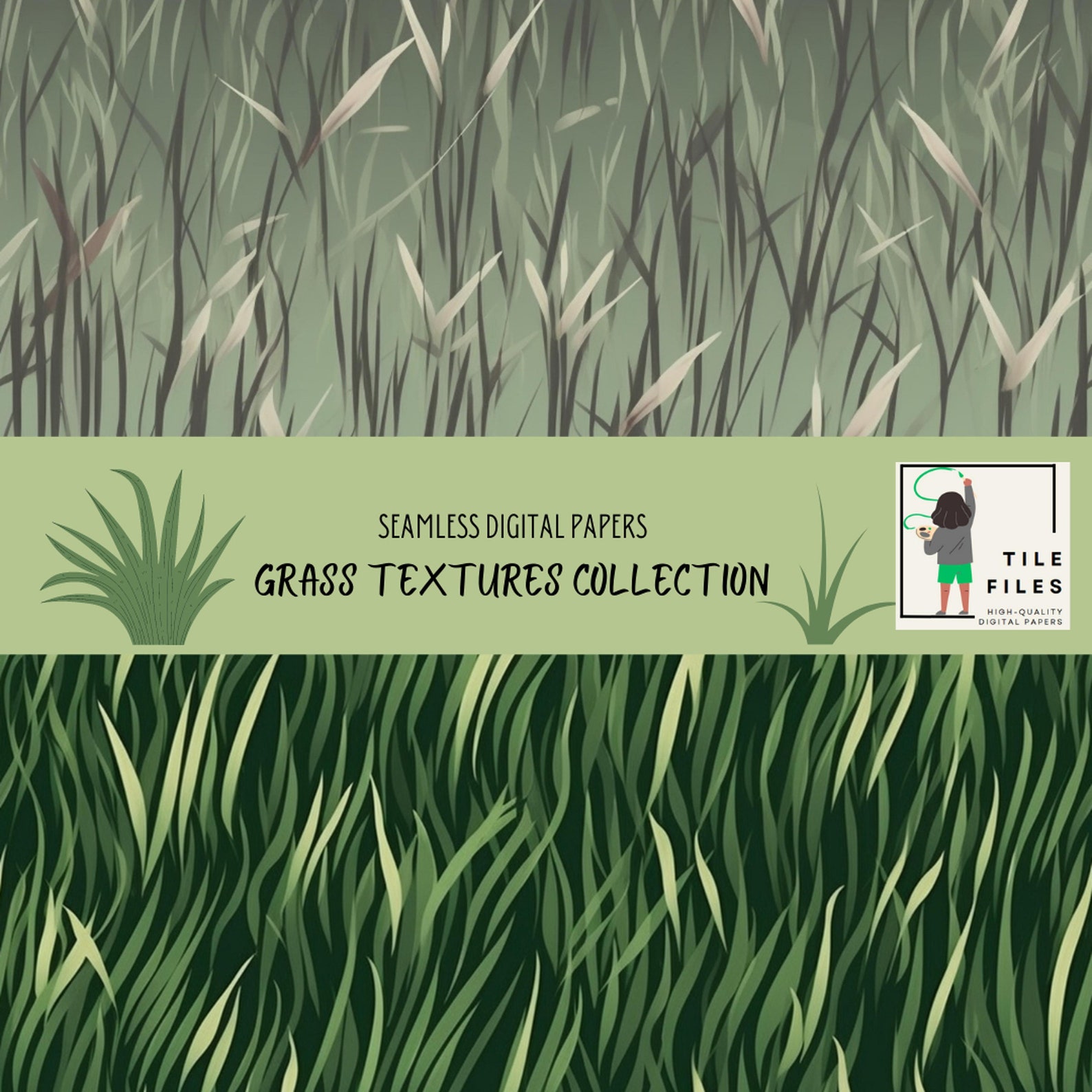 Grass Textures Digital Paper Patterns Seamless Digital Paper Pack ...