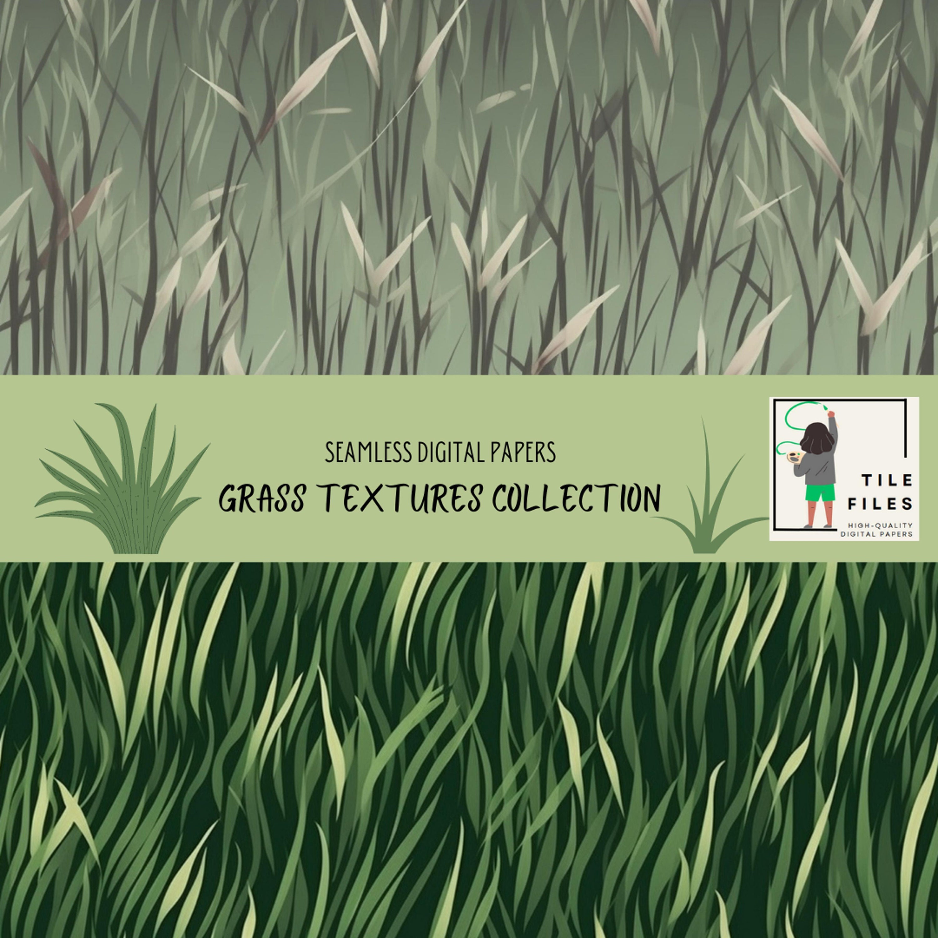 Grass Textures Digital Paper Patterns - Seamless Digital Paper Pack ...