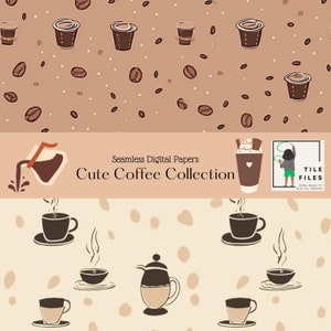 Cute Coffee Digital Paper Patterns Seamless Digital Paper Pack ...