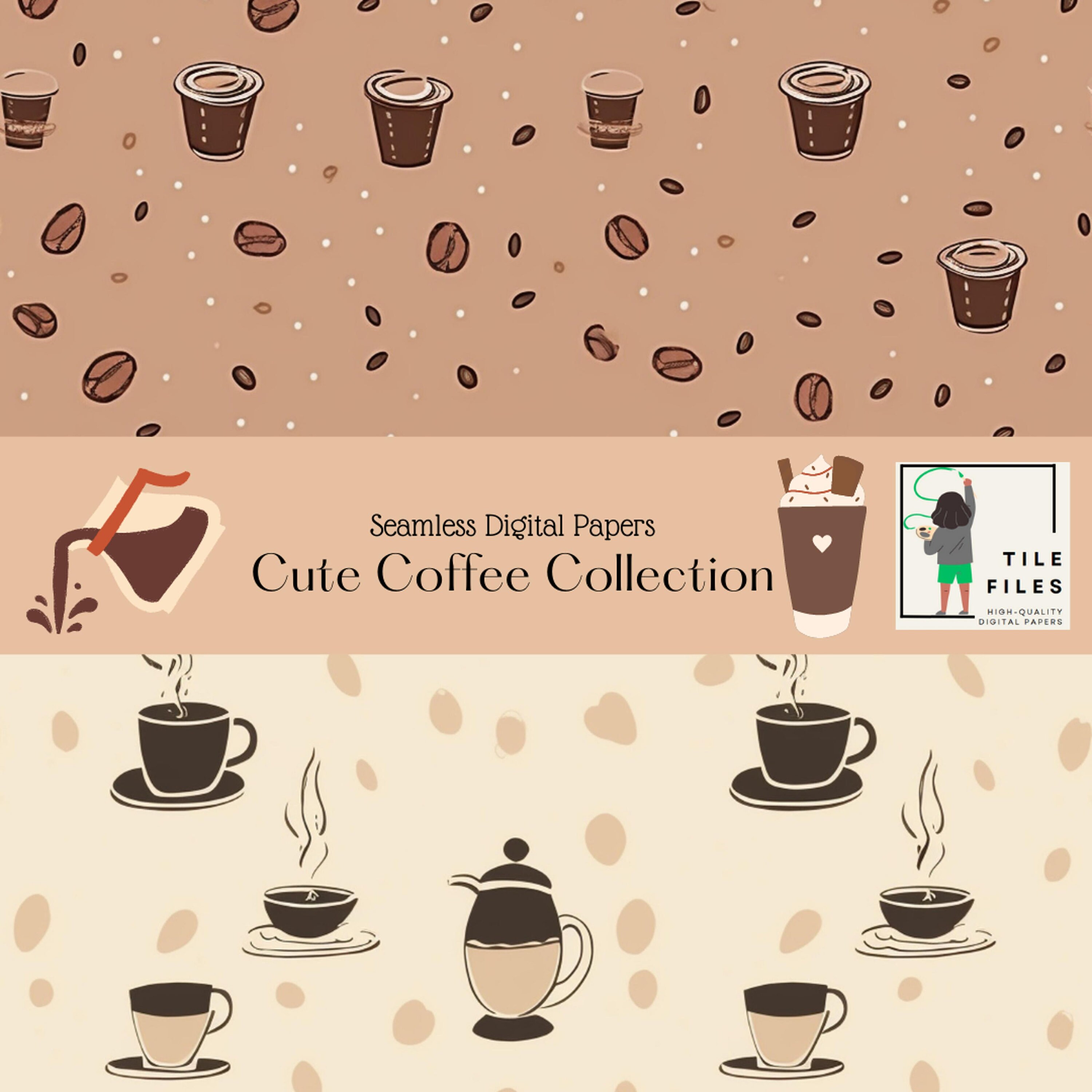 Cute Coffee Digital Paper Patterns Seamless Digital Paper Pack ...