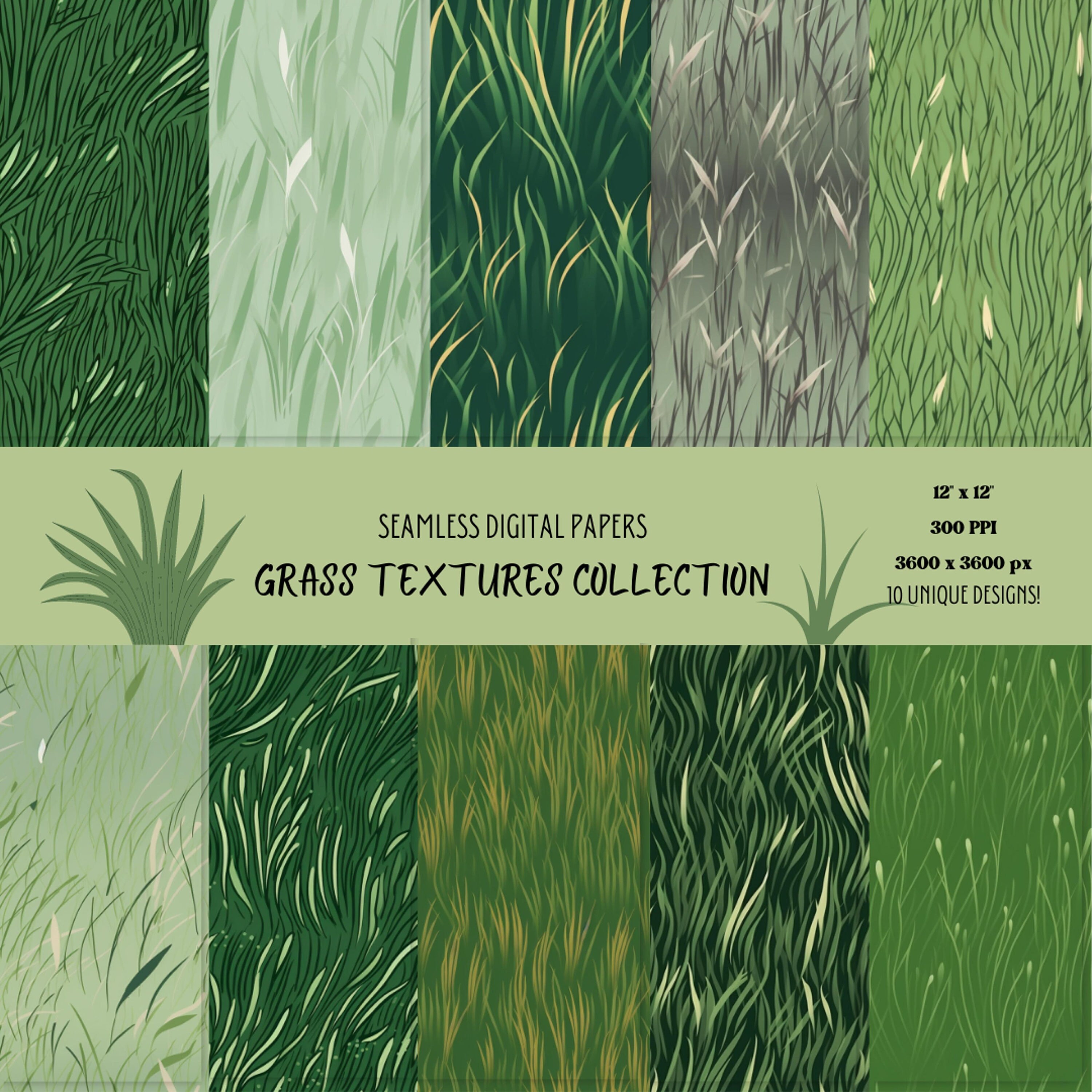 Grass Textures Digital Paper Patterns - Seamless Digital Paper Pack ...