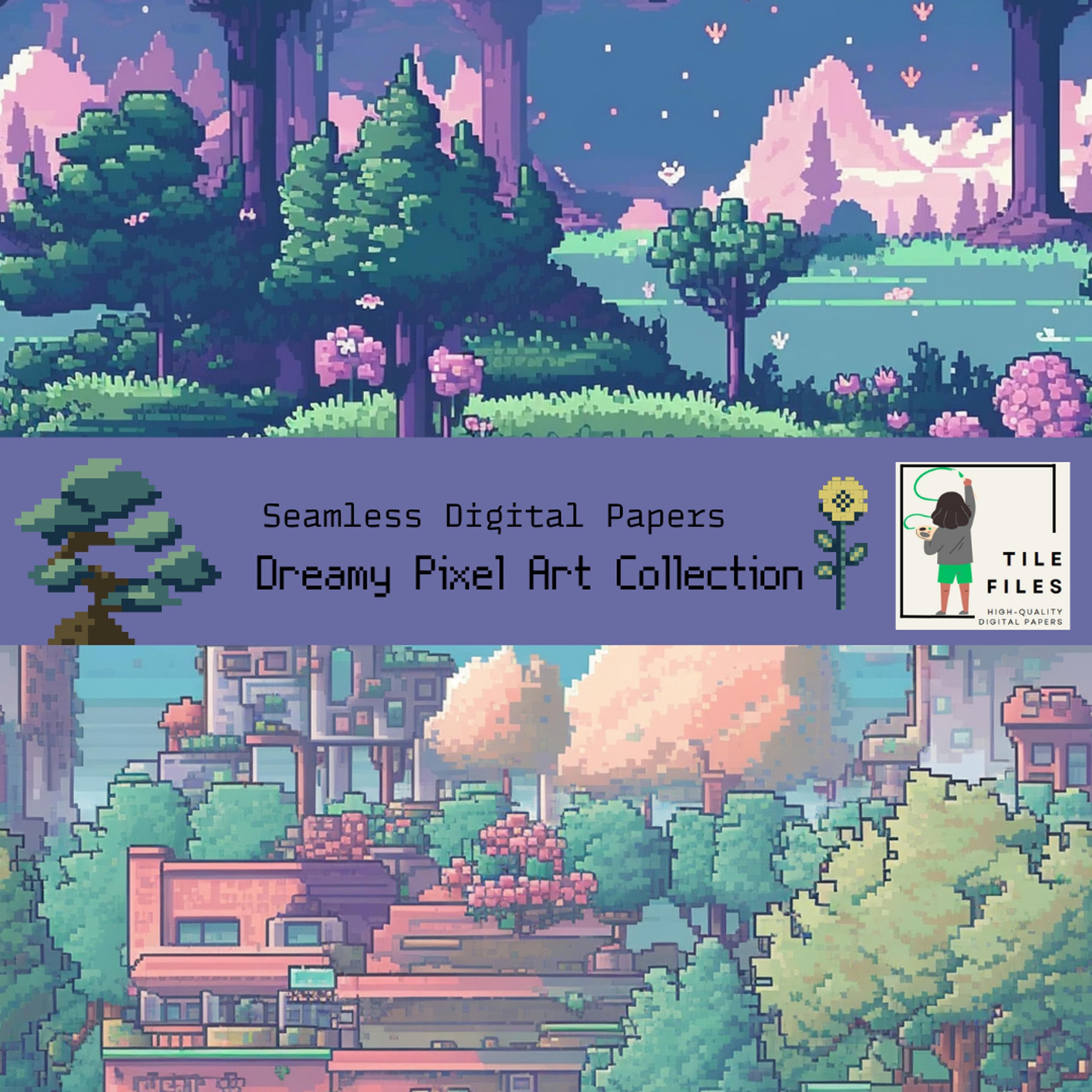 Dreamy Pixel Art Digital Paper Patterns - Seamless Digital Paper Pack ...