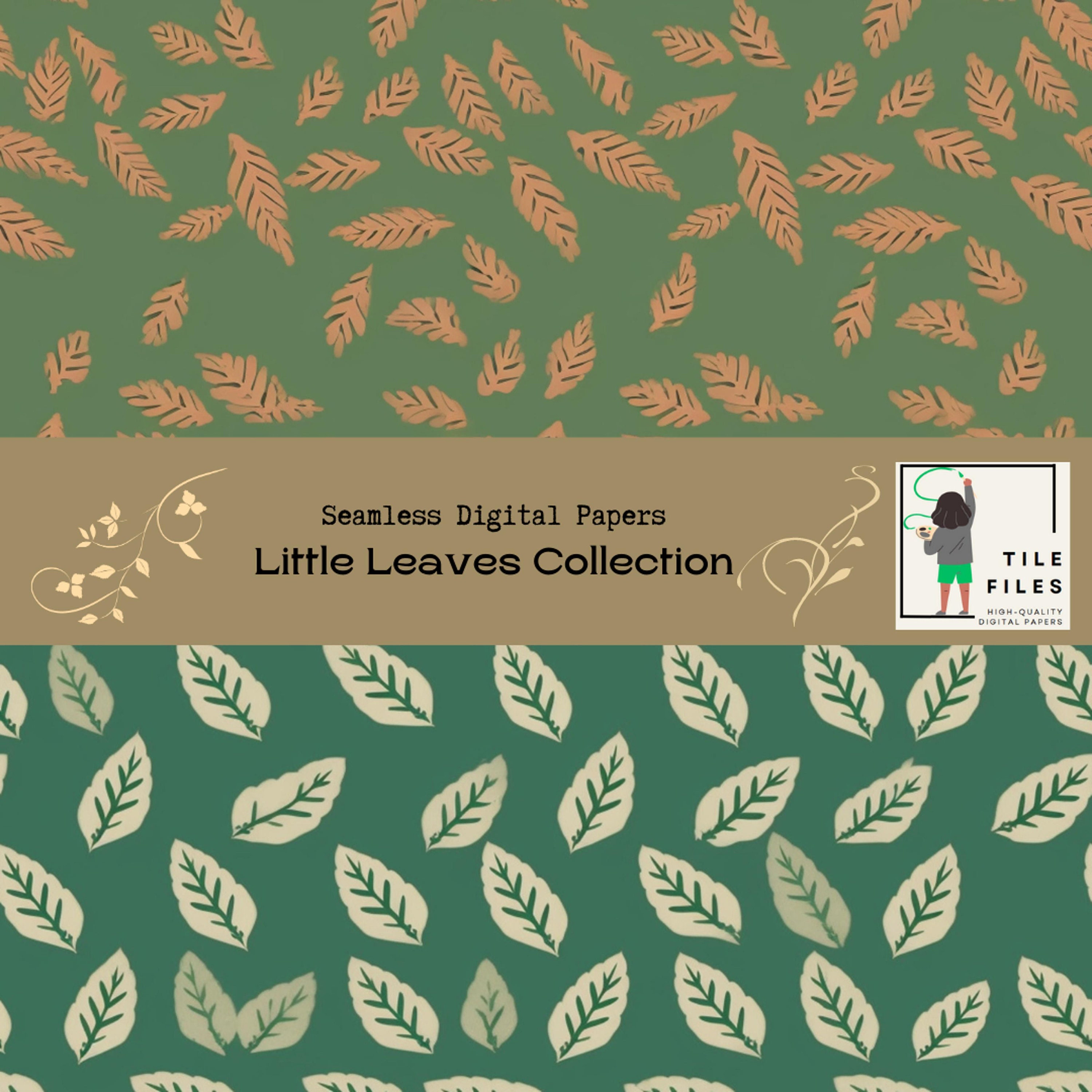 Little Leaves Digital Paper Patterns Seamless Digital Paper Pack ...