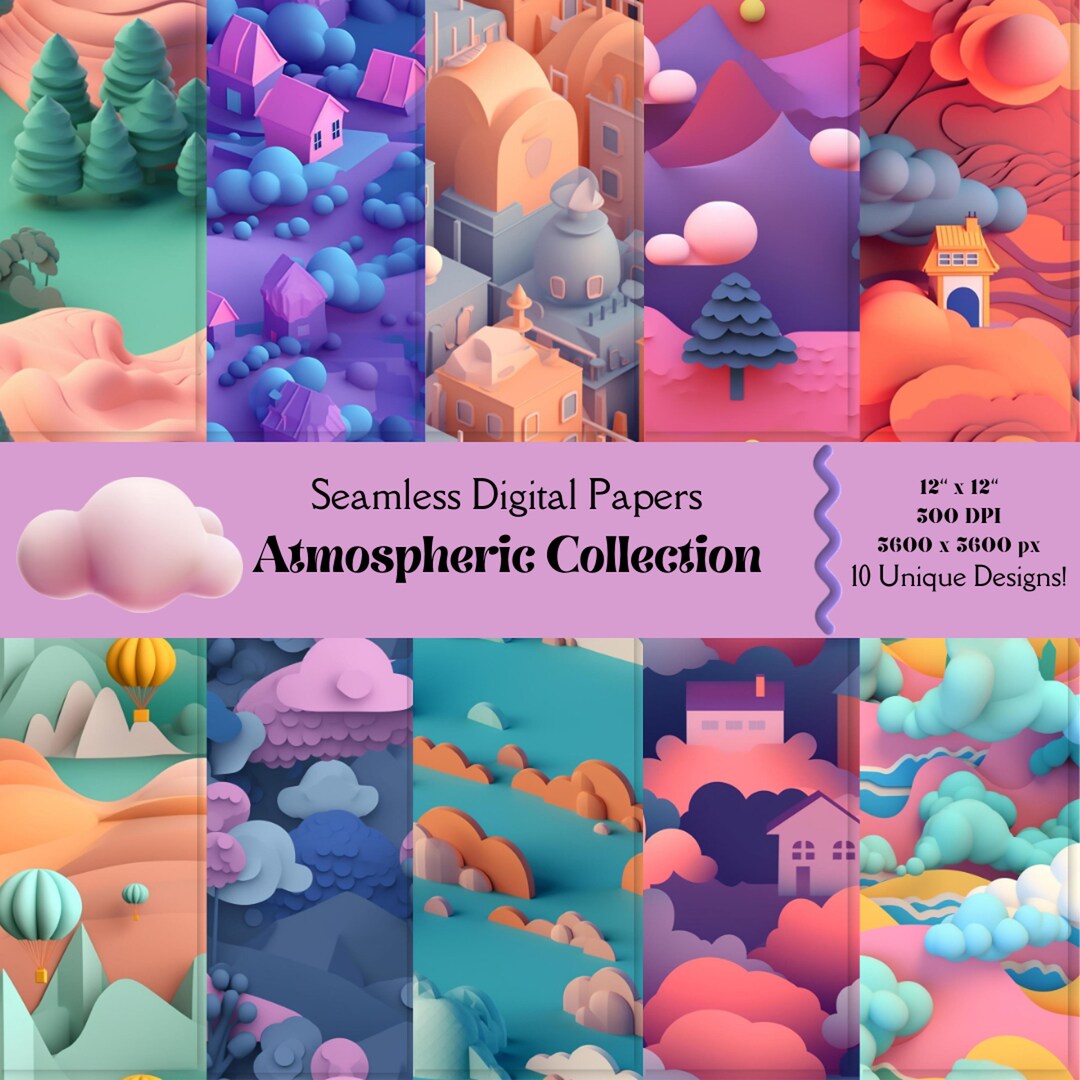 Atmospheric Pattern Digital Paper Patterns Seamless Digital Paper Pack ...