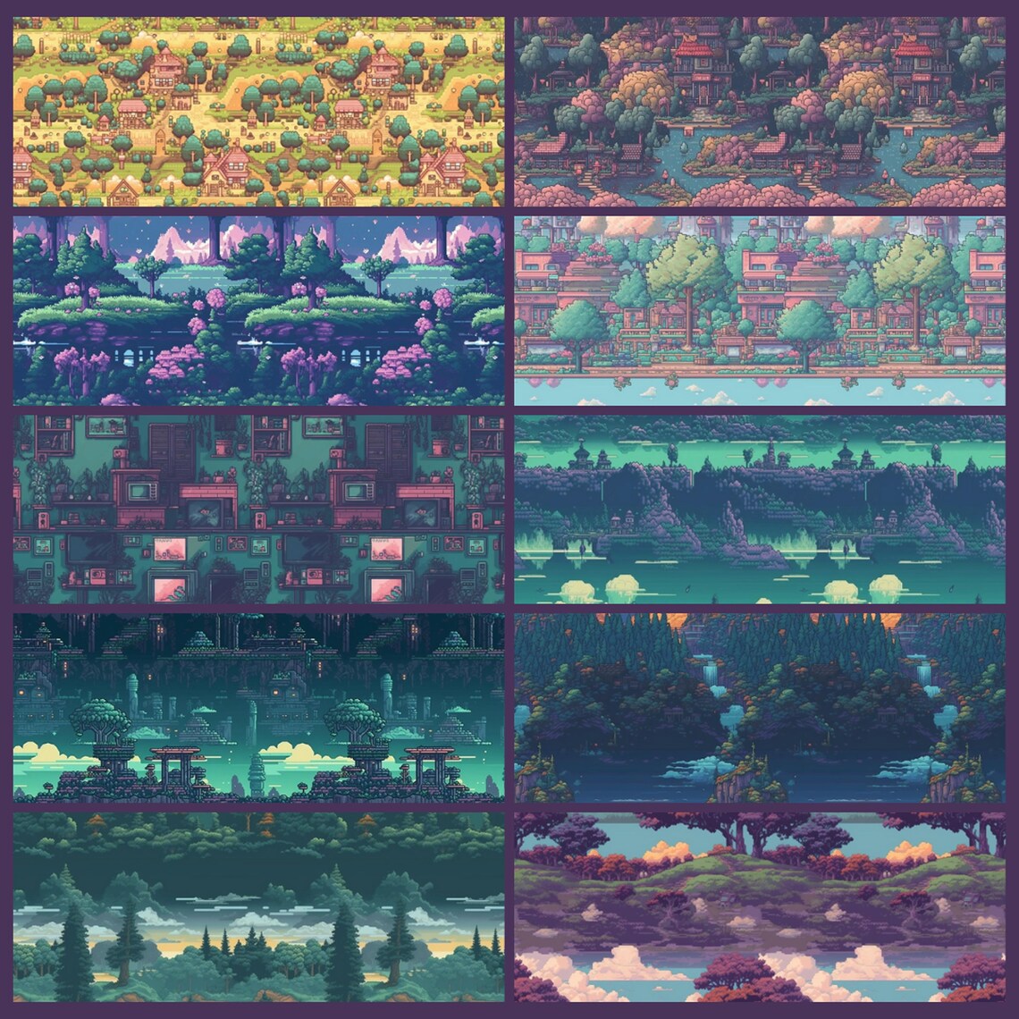 Dreamy Pixel Art Digital Paper Patterns - Seamless Digital Paper Pack ...