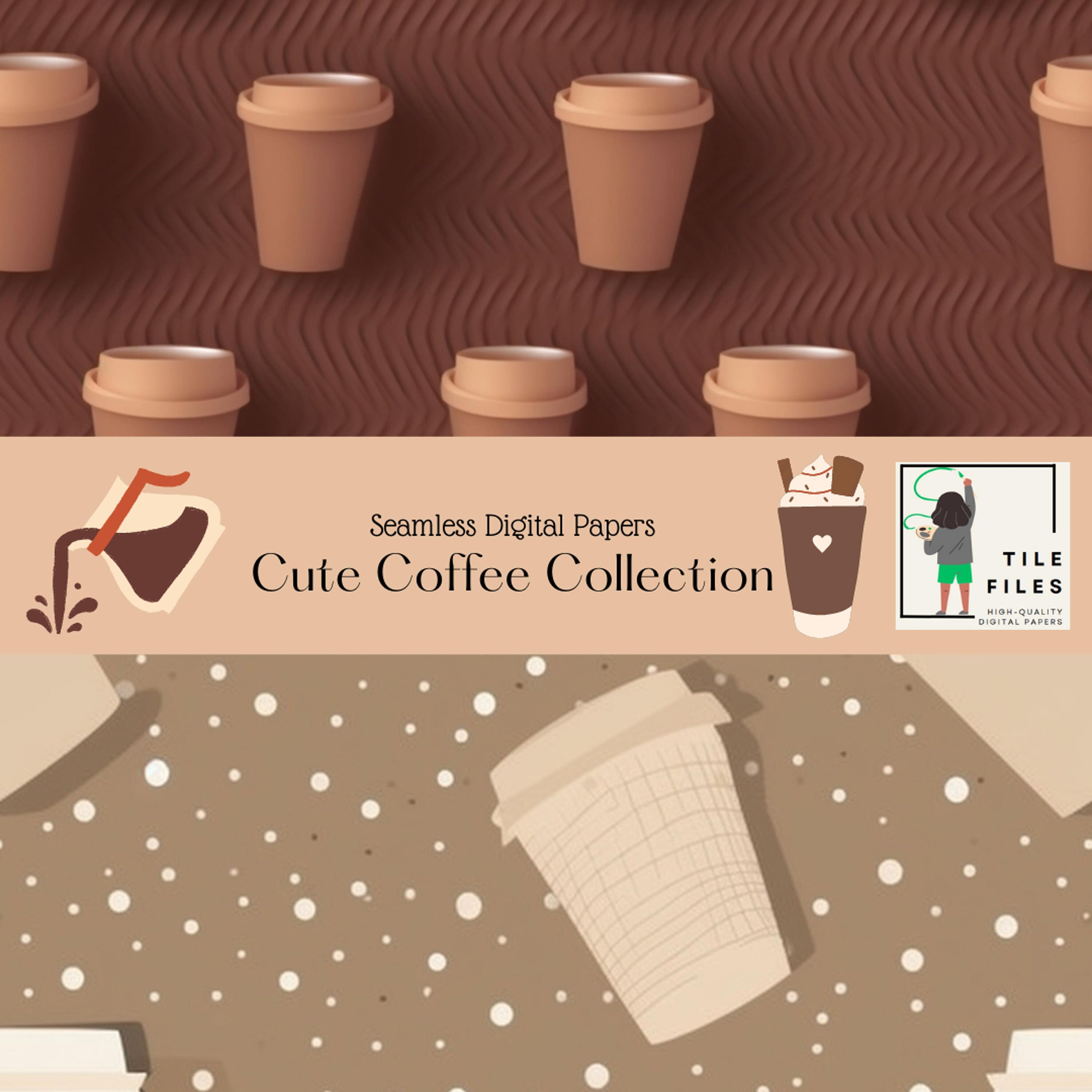 Cute Coffee Digital Paper Patterns Seamless Digital Paper Pack ...