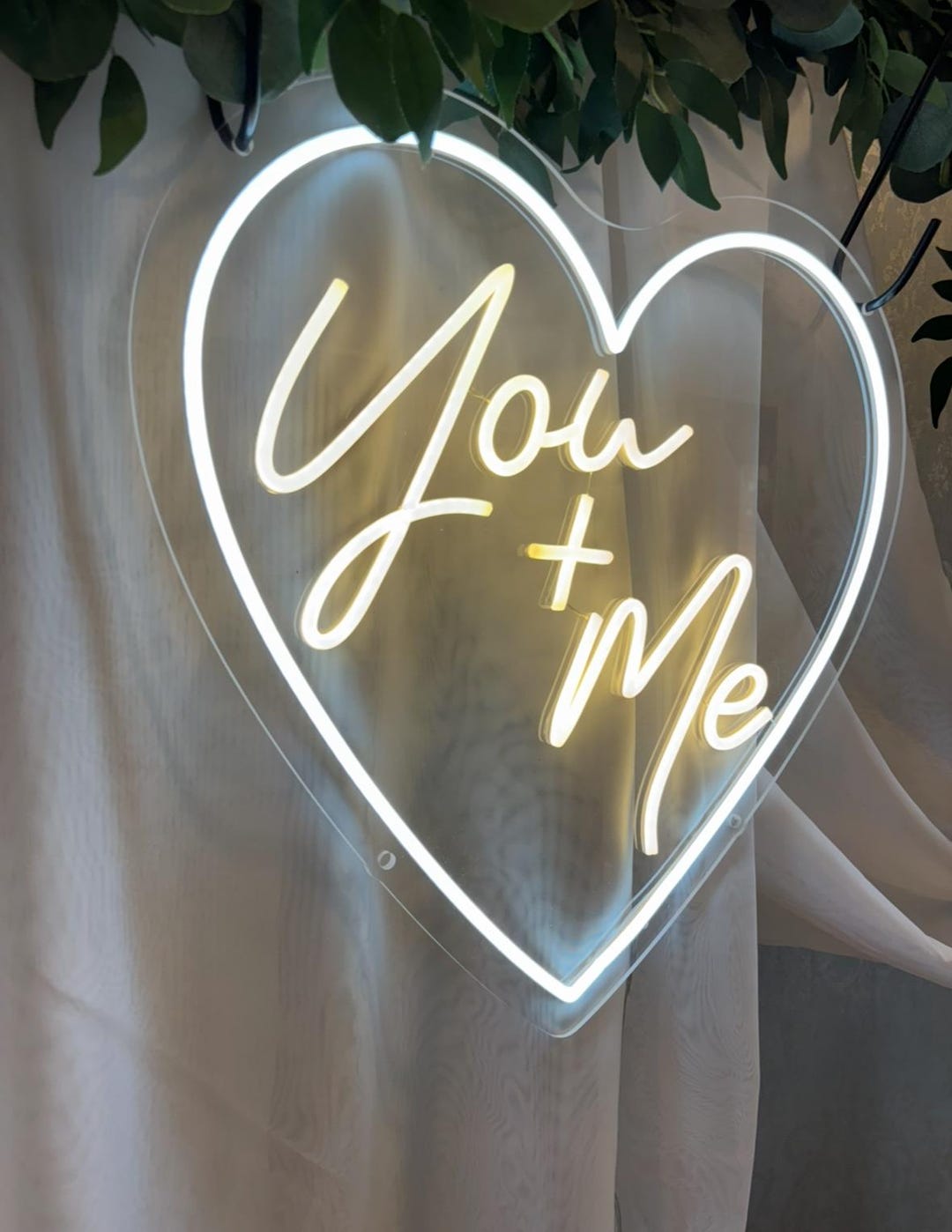 You + Me LED Heart Shape Neon Sign - for Bedroom, Home Decor ...