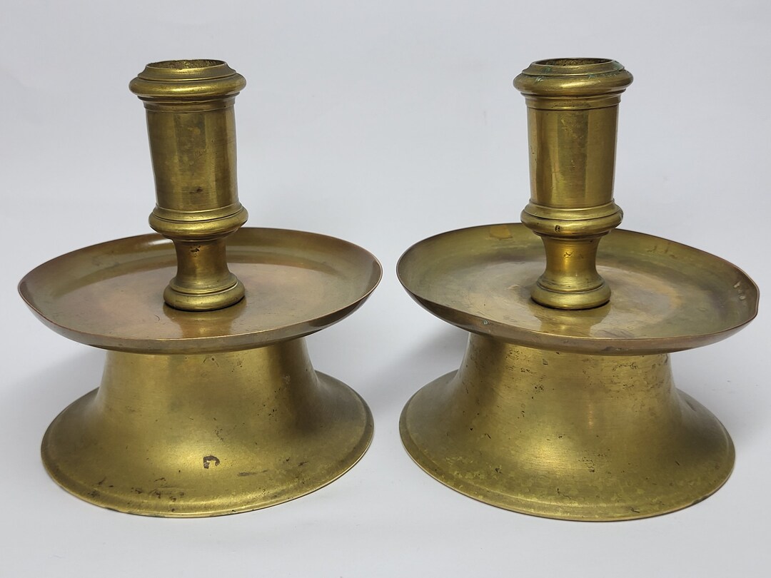 RARE Antique Pair Brass Capstan Portuguese Spanish CANDLE HOLDERS ...