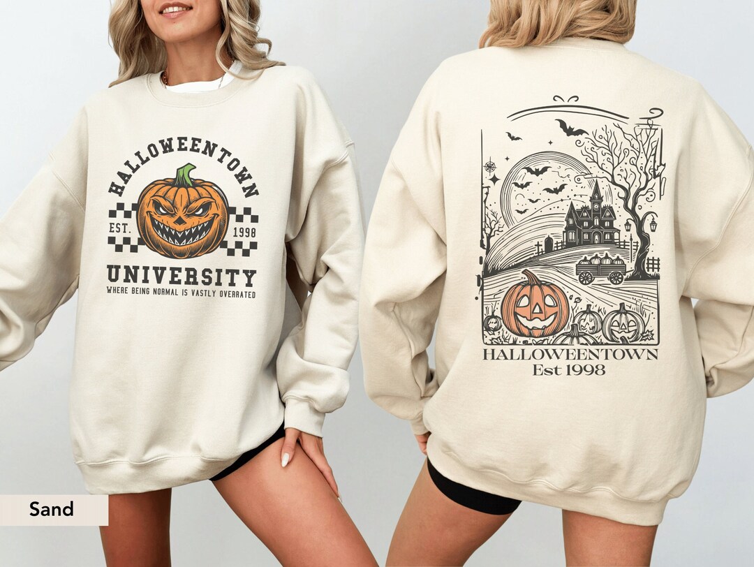 Vintage Halloween Back and Front Sweatshirt, Retro Halloween Crewneck ...
