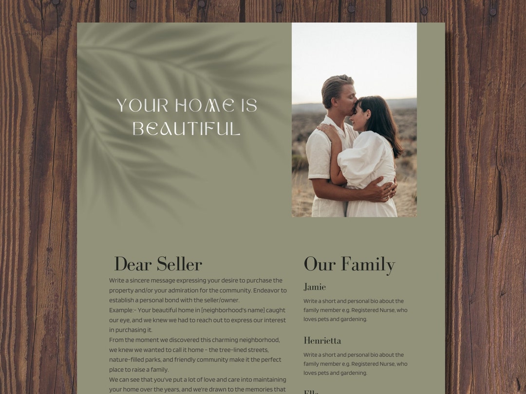 Modern Home Offer Letter Template, Letter to Impress House Sellers, We ...