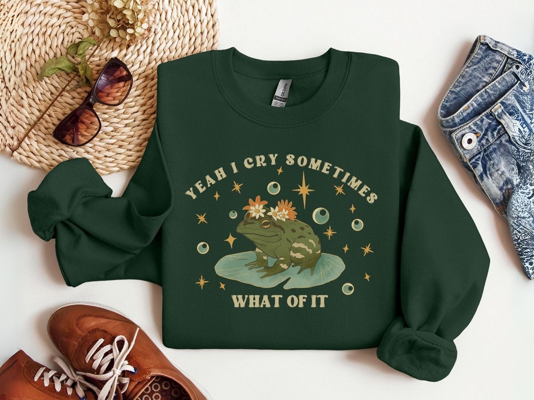 I Cry Sometimes Funny Shirt, Coquette Fairycore Weirdcore Shirts, Frog ...